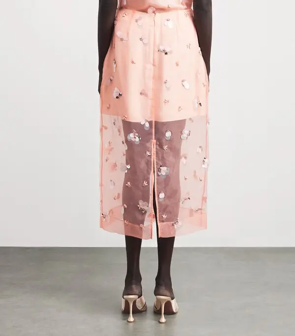 Simkhai Embellished Organza Delilah Midi Skirt