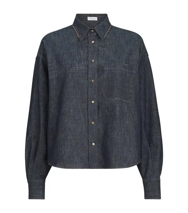 Brunello Cucinelli Monili-trim Denim Shirt