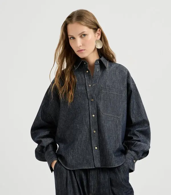 Brunello Cucinelli Monili-trim Denim Shirt
