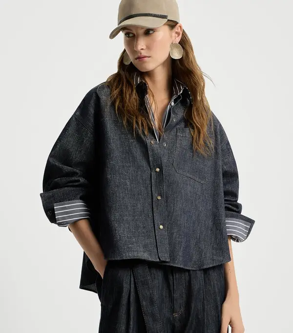 Brunello Cucinelli Monili-trim Denim Shirt