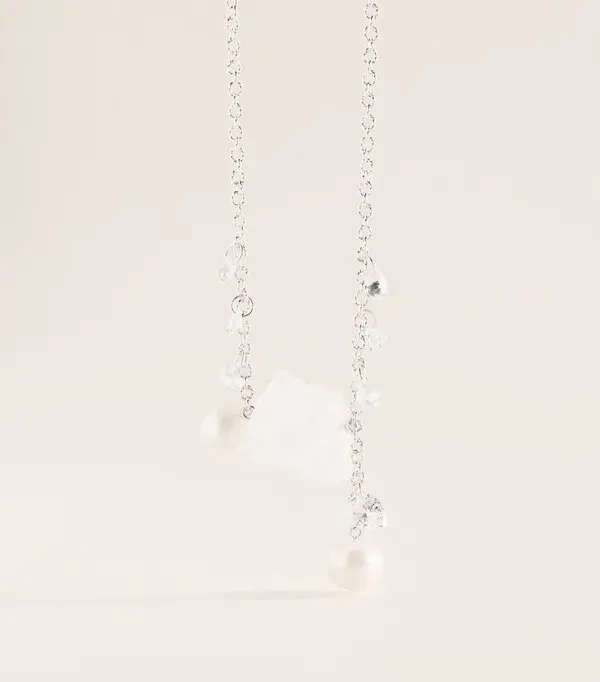 Completedworks Quarts Long Pendant Necklace - Silver
