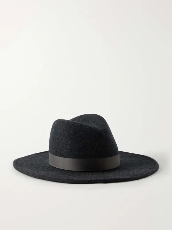 GIGI BURRIS MILLINERY Jeanne Satin-trimmed Wool And Cotton-blend Felt Hat - Gray