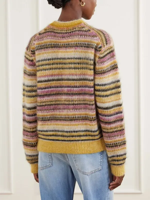 MARANT ETOILE Morine Striped Brushed Mohair And Wool-blend Sweater