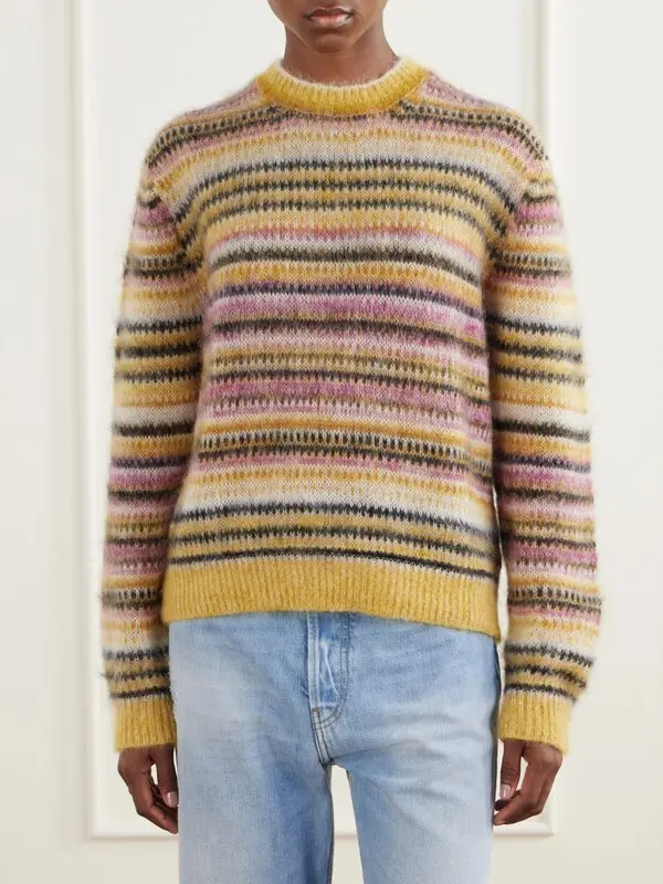 MARANT ETOILE Morine Striped Brushed Mohair And Wool-blend Sweater