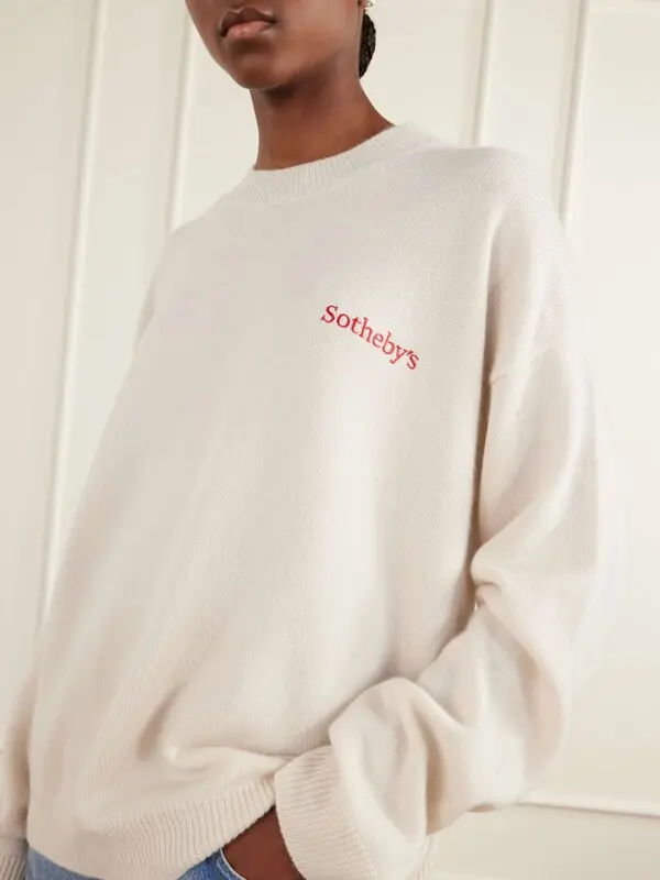 FRAME Sotheby's Logo-embroidered Cashmere Sweater