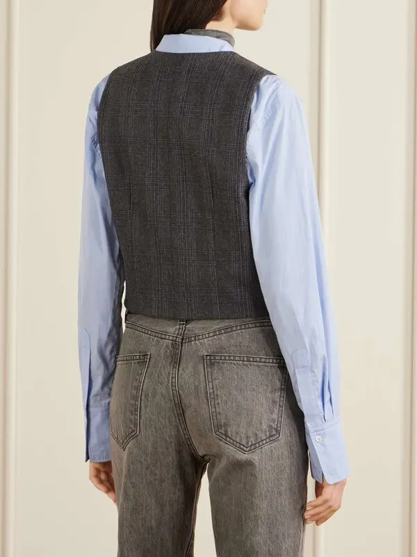 NILI LOTAN Ismael Checked Wool And Cashmere-blend Vest