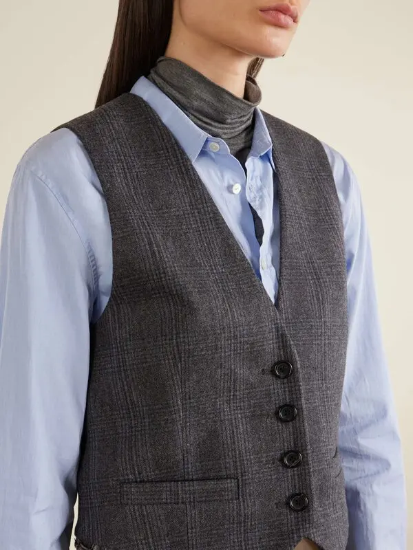 NILI LOTAN Ismael Checked Wool And Cashmere-blend Vest