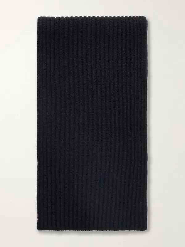 Johnstons Of Elgin Lovat Ribbed-knit Cashmere Scarf - Black
