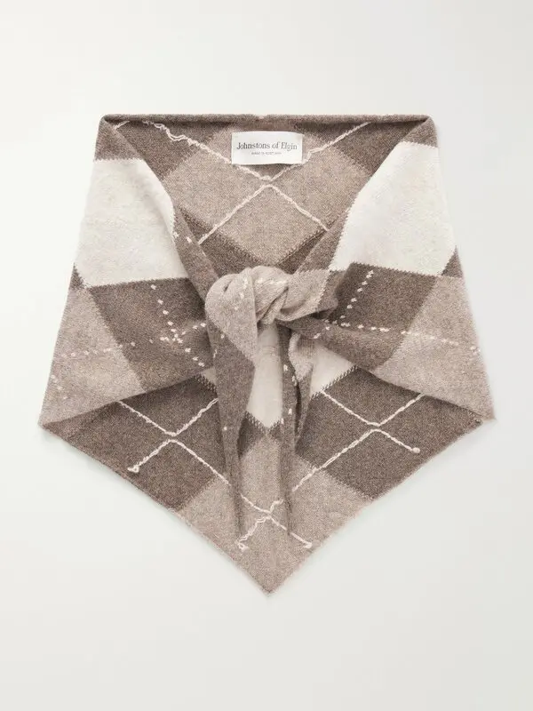 Johnstons Of Elgin Clan Checked Cashmere Scarf - Neutrals