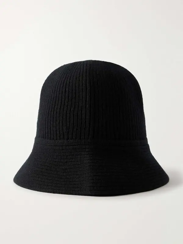 Nour Hammour Bruno Ribbed Merino Wool And Cashmere-blend Bucket Hat - Black