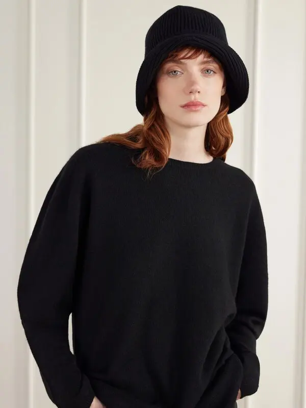 Nour Hammour Bruno Ribbed Merino Wool And Cashmere-blend Bucket Hat - Black