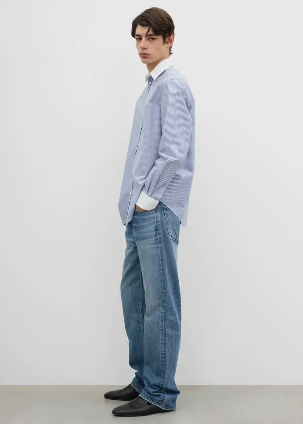 TOTEME Shrunken Cotton Poplin Work Shirt - Blue,white