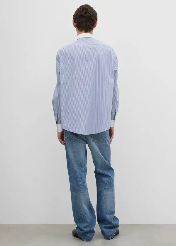 TOTEME Shrunken Cotton Poplin Work Shirt - Blue,white