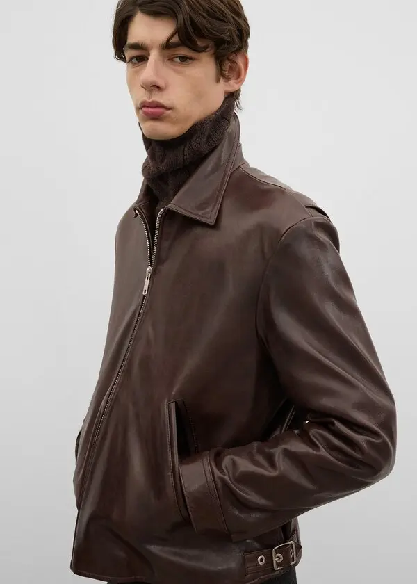 TOTEME Zip Leather Jacket - Brown