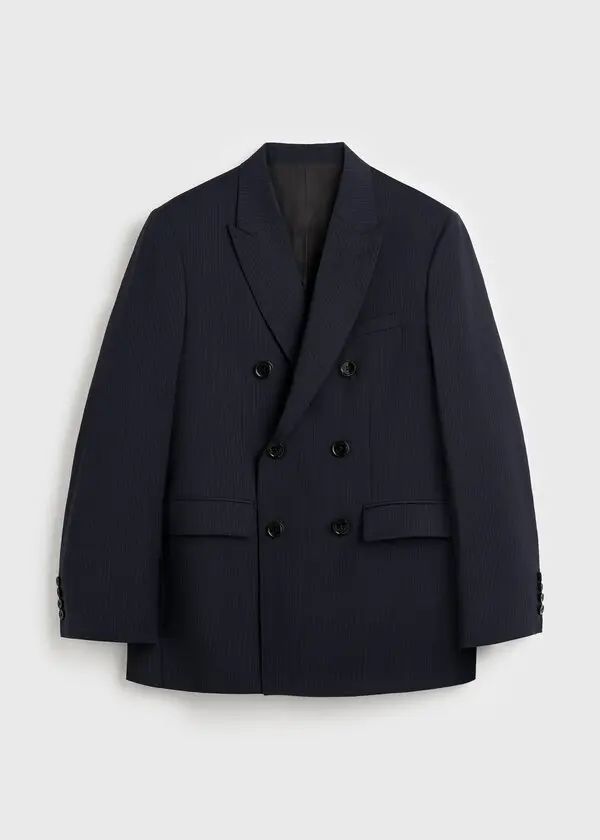 TOTEME Pinstriped Wool Double-breasted Blazer