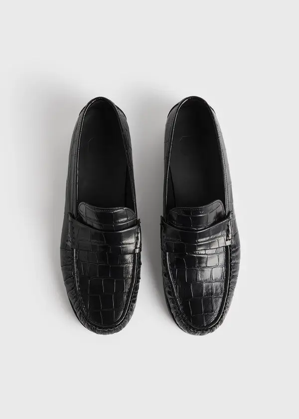 TOTEME Moccasin Croco-embossed Loafers