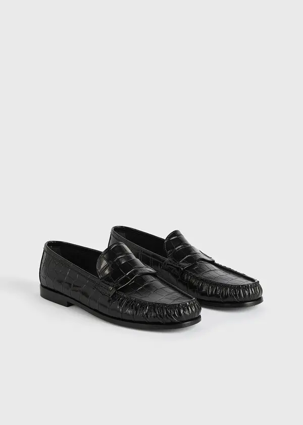 TOTEME Moccasin Croco-embossed Loafers