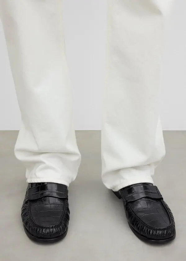 TOTEME Moccasin Croco-embossed Loafers