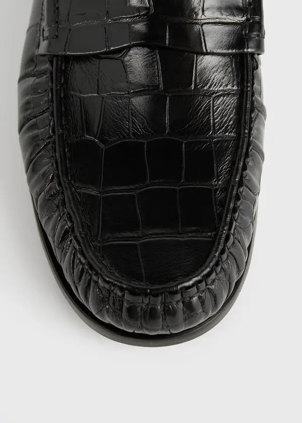 TOTEME Moccasin Croco-embossed Loafers