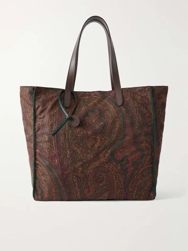 Etro Printed Leather-trimmed Shell Tote Bag