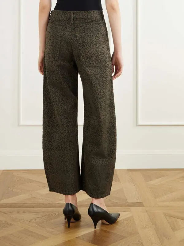 FRAME The Bow Crop Leopard-print High-waisted Tapered Jeans