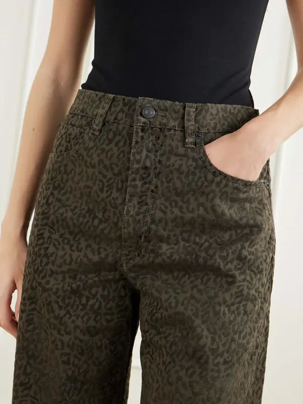 FRAME The Bow Crop Leopard-print High-waisted Tapered Jeans