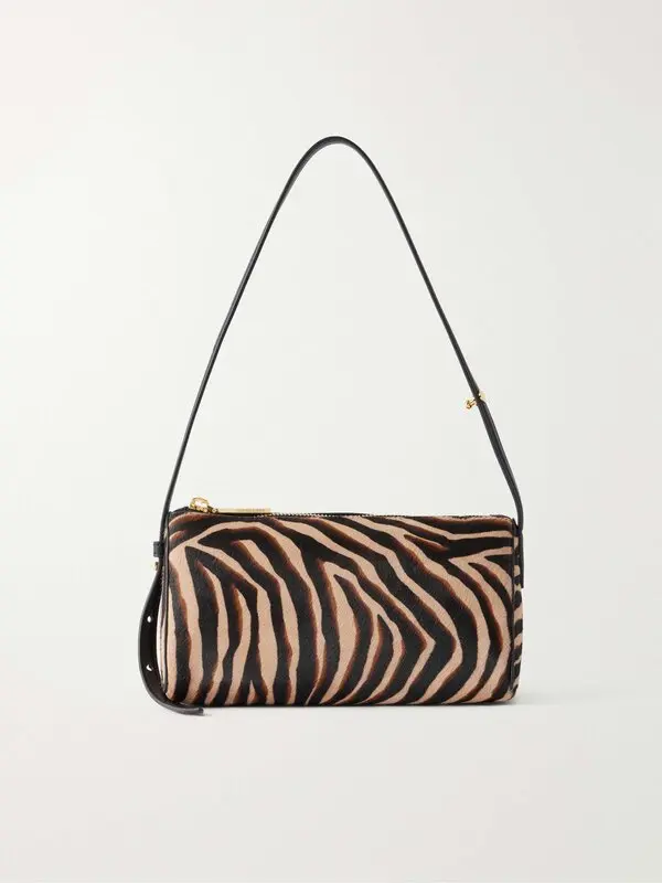 Veronica Beard Ziger Animal-print Calf Hair Shoulder Bag - Black