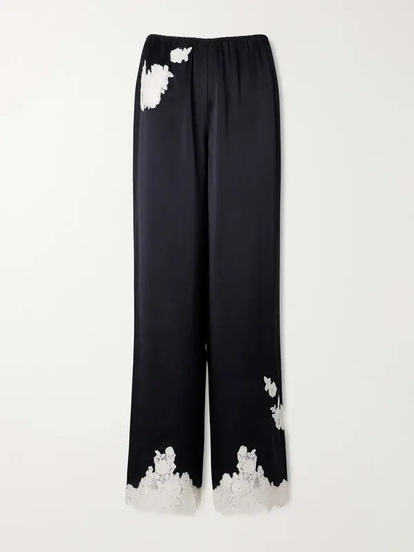 DÔEN Lavon Lace-trimmed Silk Pants