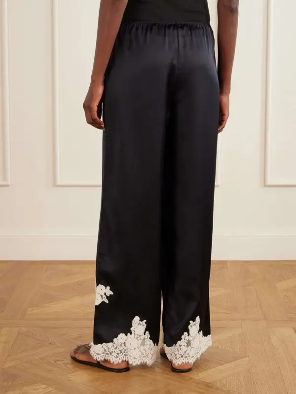 DÔEN Lavon Lace-trimmed Silk Pants