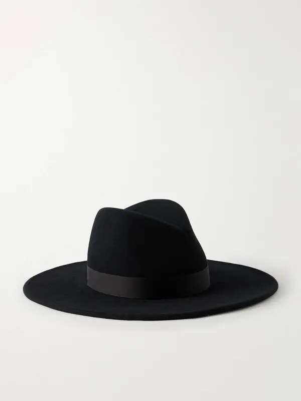 GIGI BURRIS MILLINERY Jeanne Satin-trimmed Wool And Cotton-blend Felt Hat
