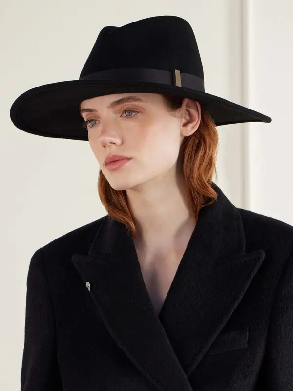 GIGI BURRIS MILLINERY Jeanne Satin-trimmed Wool And Cotton-blend Felt Hat