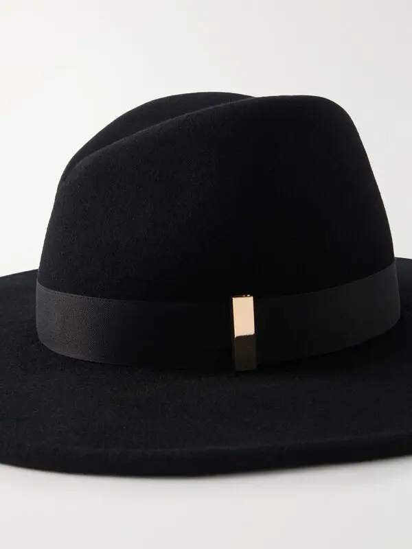 GIGI BURRIS MILLINERY Jeanne Satin-trimmed Wool And Cotton-blend Felt Hat
