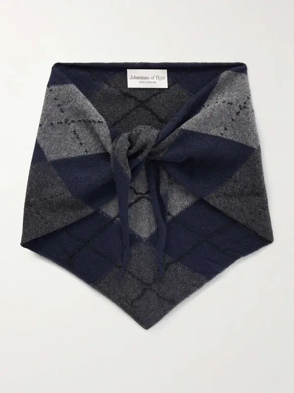 Johnstons Of Elgin Clan Checked Cashmere Scarf - Gray