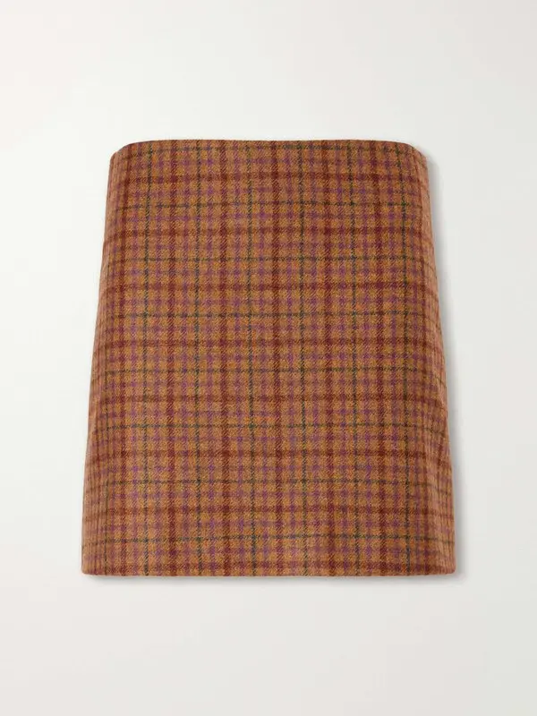 BLAZÉ MILANO Coci Checked Wool Mini Skirt