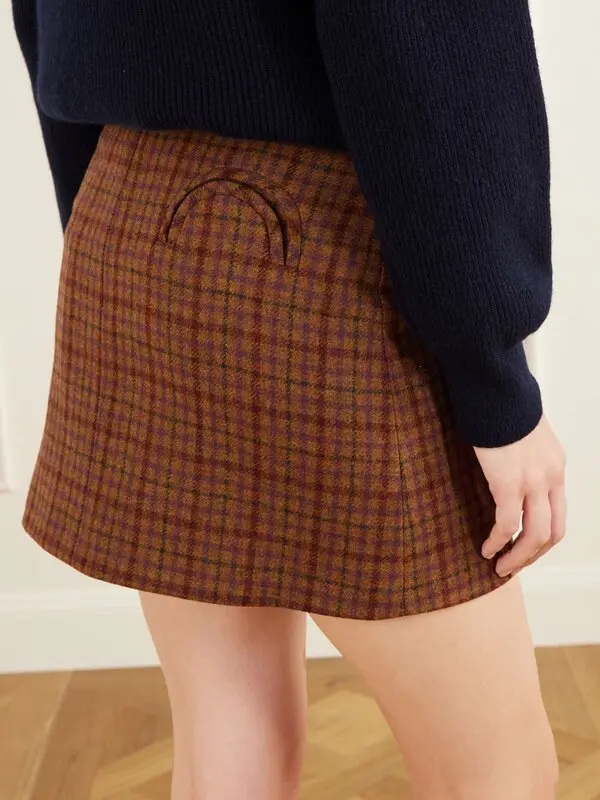 BLAZÉ MILANO Coci Checked Wool Mini Skirt