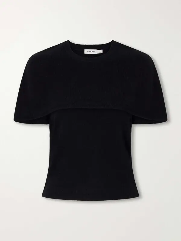 Simkhai Yuki Cape-effect Cashmere Top - Black