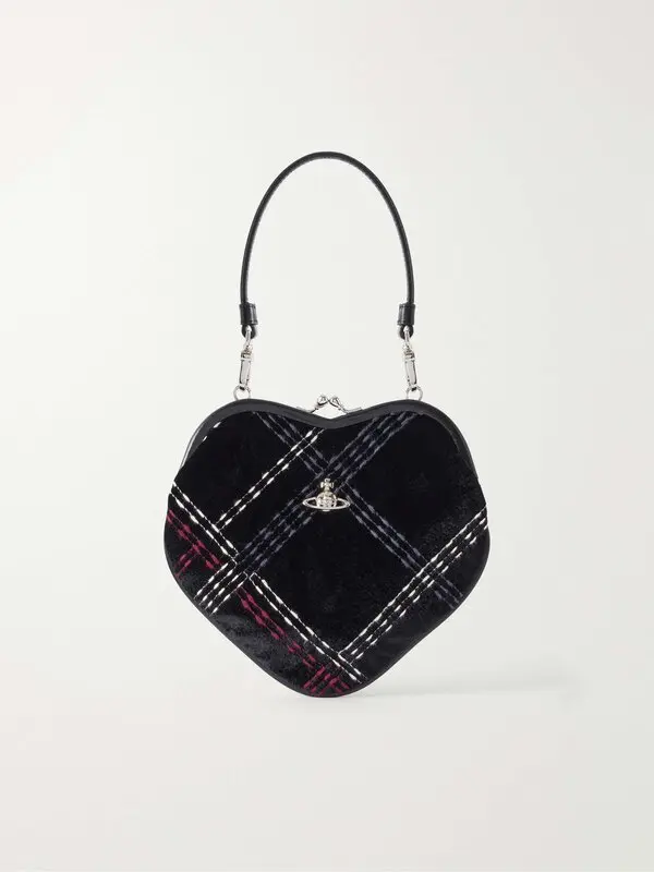 VIVIENNE WESTWOOD Belle Checked Velvet Mini Shoulder Bag - Black