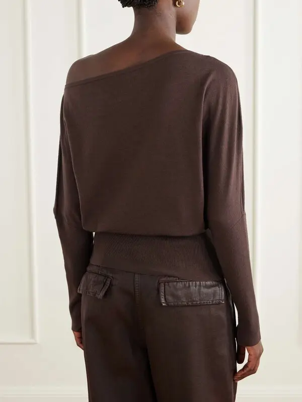 Simkhai Lavina Off-the-shoulder Ribbed-detailed Wool-blend Sweater