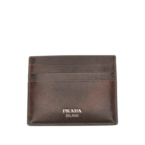 Prada Vintage Effect Leather Cardholder
