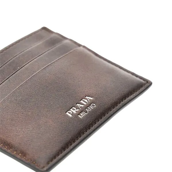 Prada Vintage Effect Leather Cardholder
