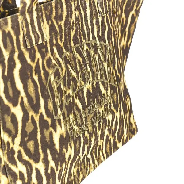 GANNI Leopard Canvas Xxl Tote Bag