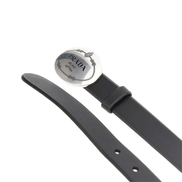 Prada Leather Belt With Logo Buckle