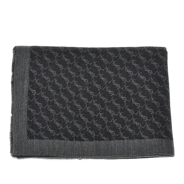 Saint Laurent Cassandre' Cashmere And Silk Scarf - Grey