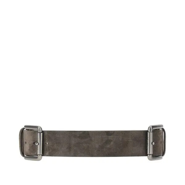 Max Mara Double Buckle Uede Leather Belt - Grey