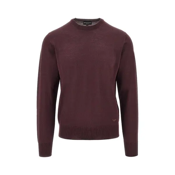 Emporio Armani Virgin Wool Weater With Eagle Embroidery