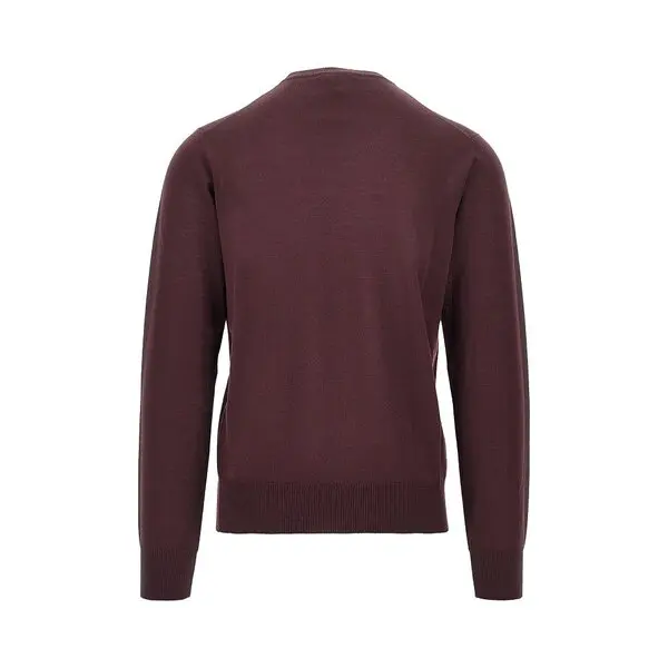Emporio Armani Virgin Wool Sweater With Eagle Embroidery - Red
