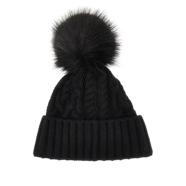 Moncler Cashmere And Wool Beanie Hat With Logo Patch