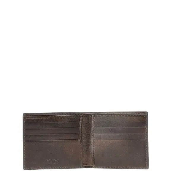 Prada Vintage Effect Leather Bi-fold Wallet