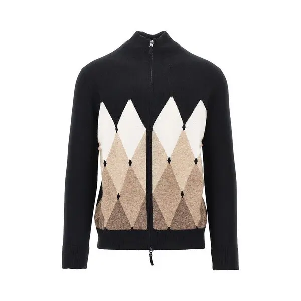 BALLANTYNE Diamond-shaped Cashmere Cardigan - Black