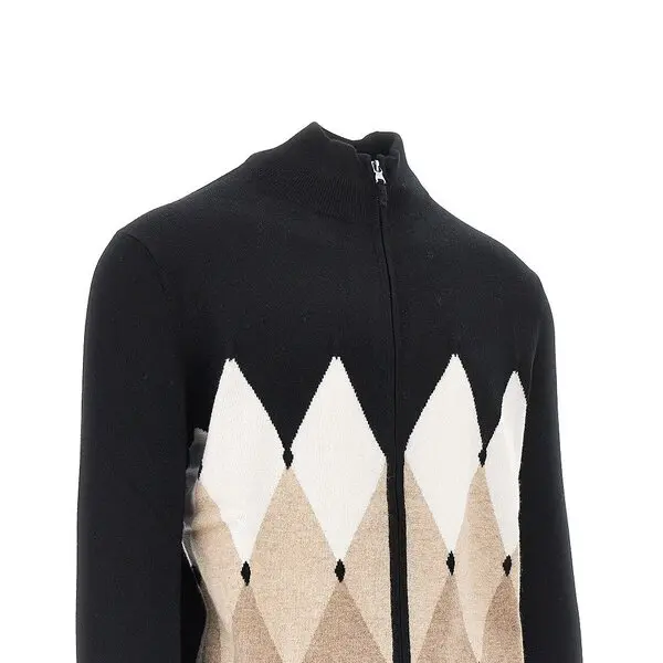 BALLANTYNE Diamond-shaped Cashmere Cardigan - Black